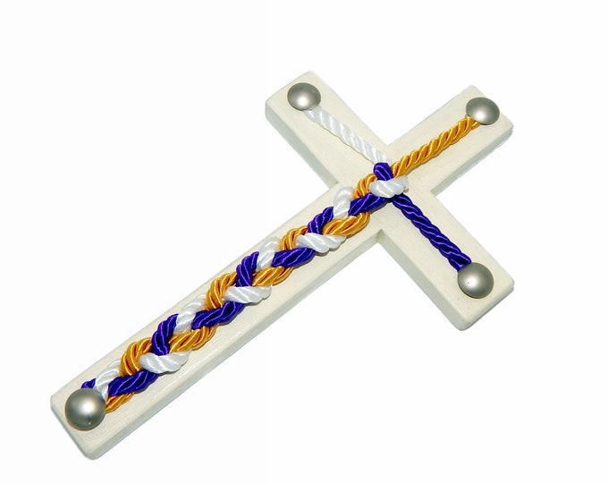 Cord of Three Strands, Unity Braids®, White Cross, Rustic Wedding Cross ...