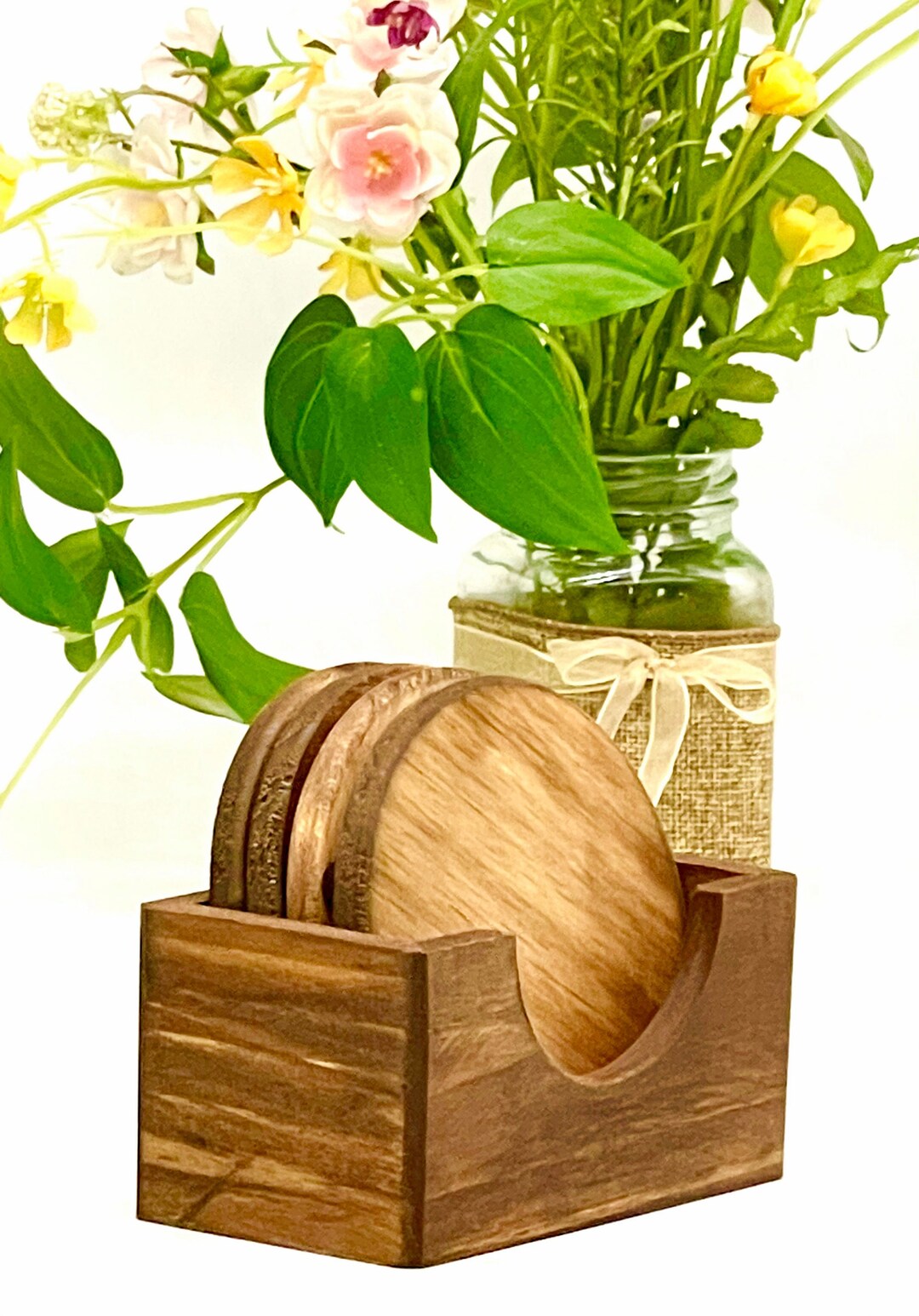 Personalized, Handmade Wood Coasters and Holder, Set of 4 Coasters ...