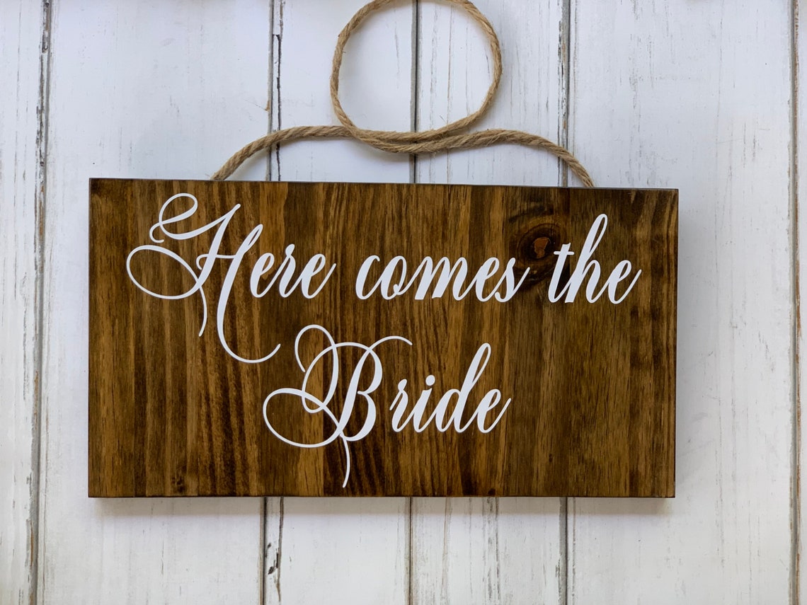 Wedding Signs, Here Comes the Bride Wooden Sign, Ring Bearer Sign ...