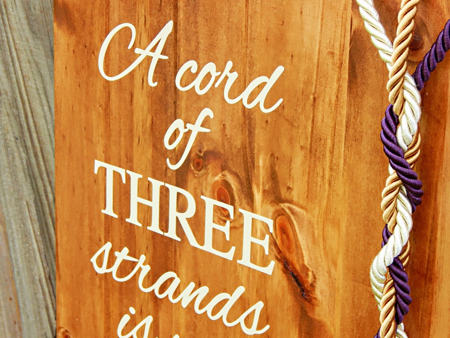 Cord of Three Strands, Wood Sign, Unity Braids, Rustic Wedding Ideas ...
