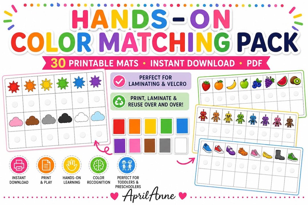30 Printable Color Matching Mats & Pieces | Instant Download PDF ...