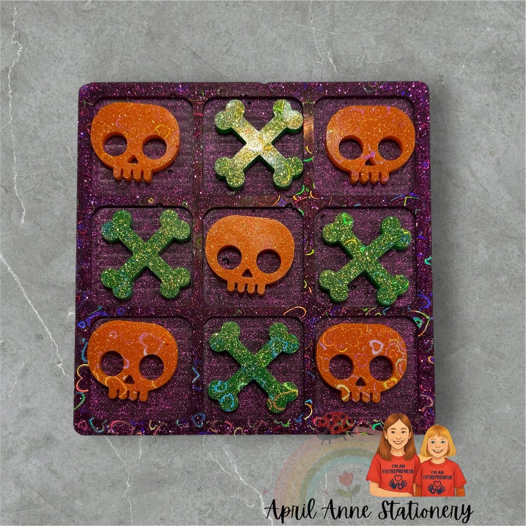 Skull & Bones Tic Tac Toe – Halloween Game Board Handmade - Etsy