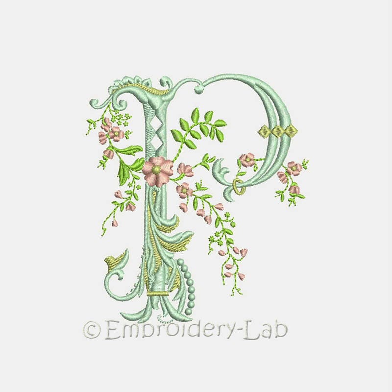 Floral monogram embroidery design Wedding alphabet Monogram | Etsy