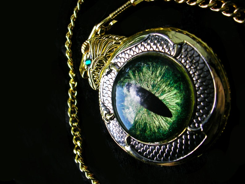 CUSTOM for You - Dragon Slave Pocket Watch - Slit Pupil - You Choose ...