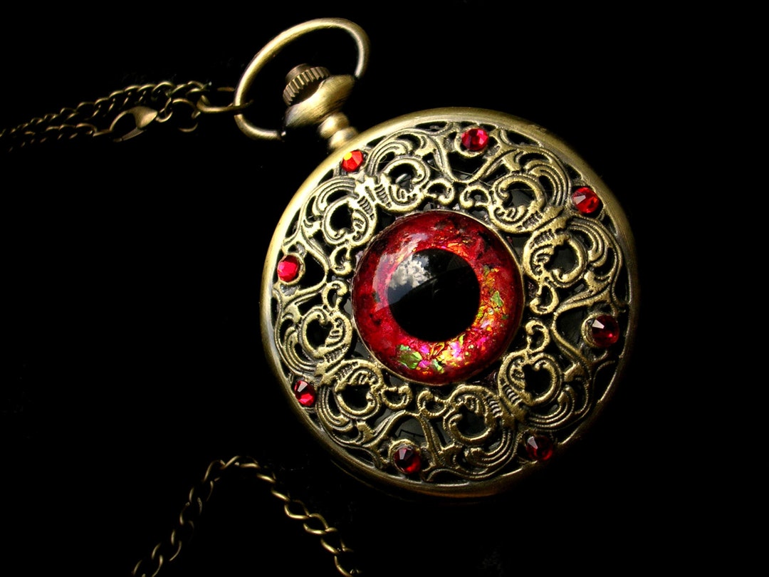 Hand Painted Glow - Pocket Watch - Red Fire Elegant - Steampunk ...