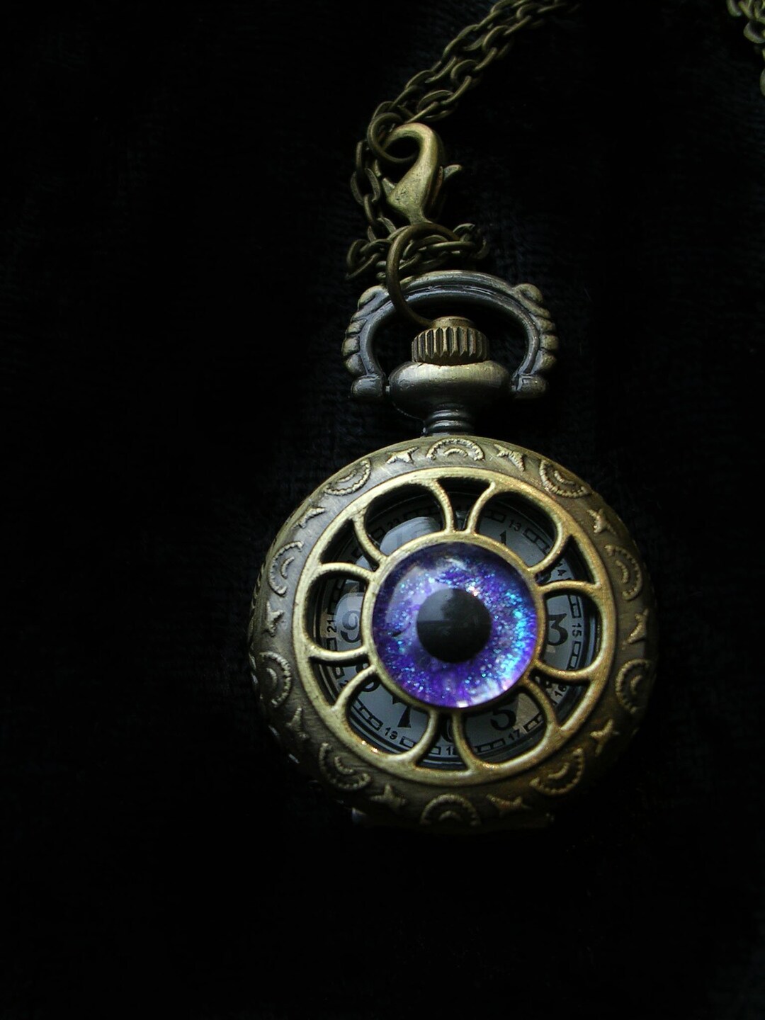 Petite Pocket Watch - Purple Blue Aqua Rainbow Color Shift - Bronze ...