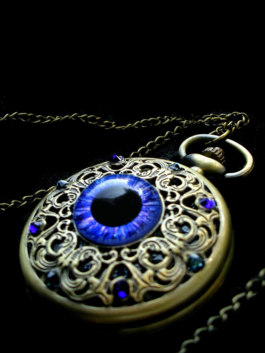 Hand Painted Glow - Pocket Watch - Blue Purple Teal - Steampunk ...