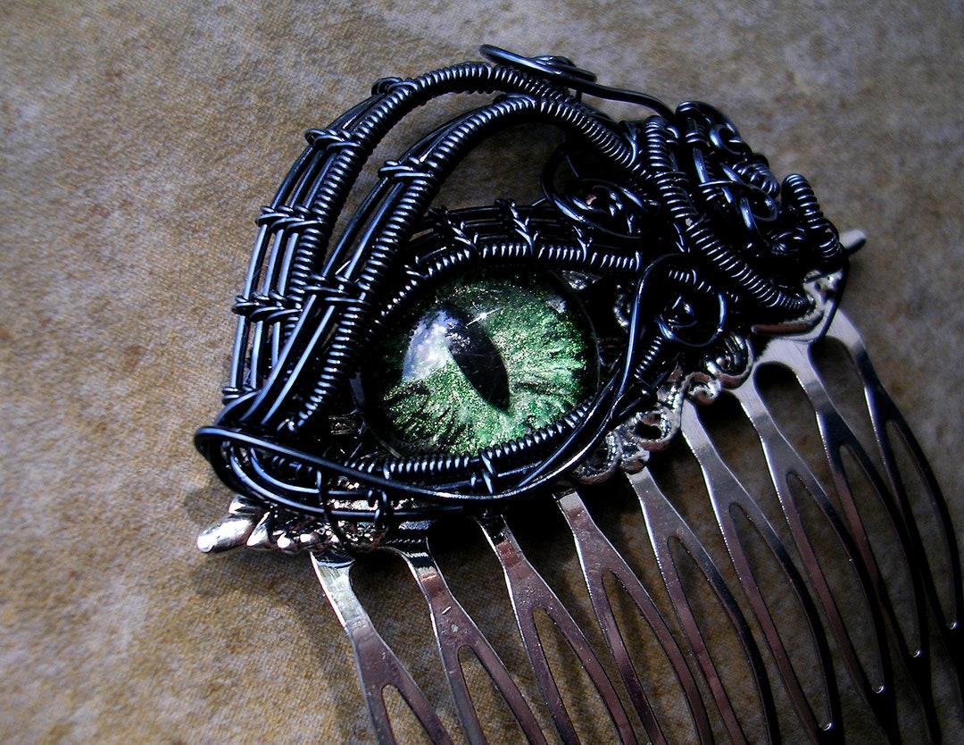 Gothic Lace Fantasy Steampunk Hair Comb Stick - Dragon Eye - Cat Eye ...