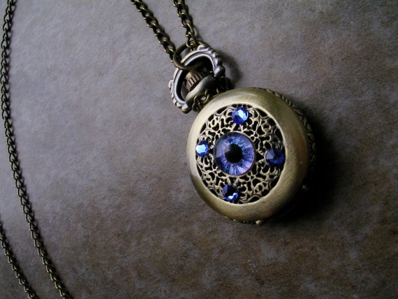 Pocket Watch Sky Light Blue GLOW Steampunk Timepiece - Etsy