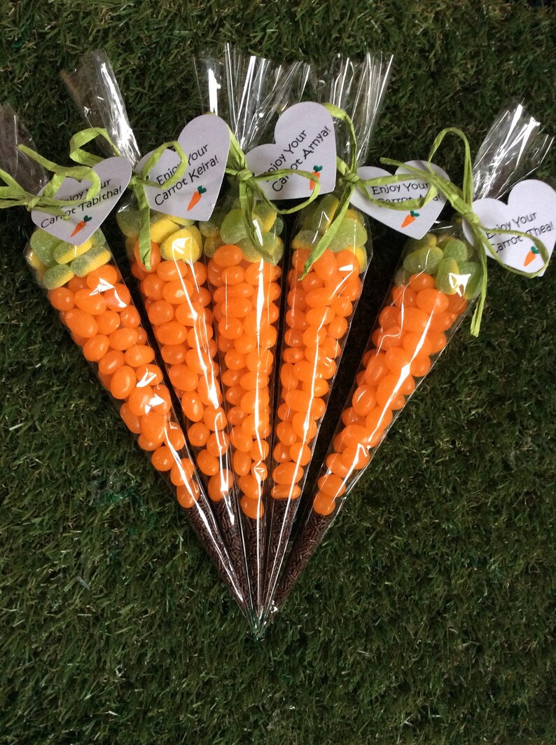 Personalised Sweet Cone Carrot Favours Gifts Orange Green | Etsy