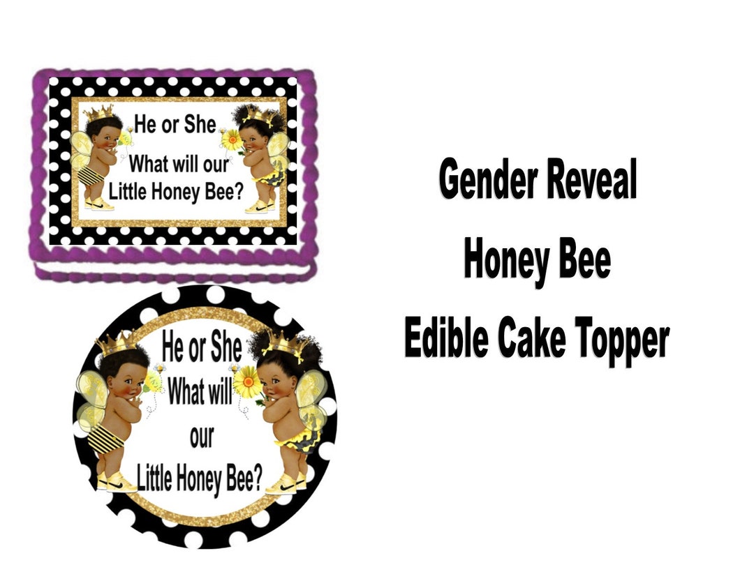 Edible Honey Bee Gender Reveal Cake Topper - Etsy