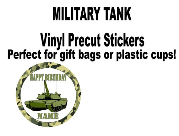 Military Tank Vinyl Sticker Gift bag sticker Party cup | Etsy