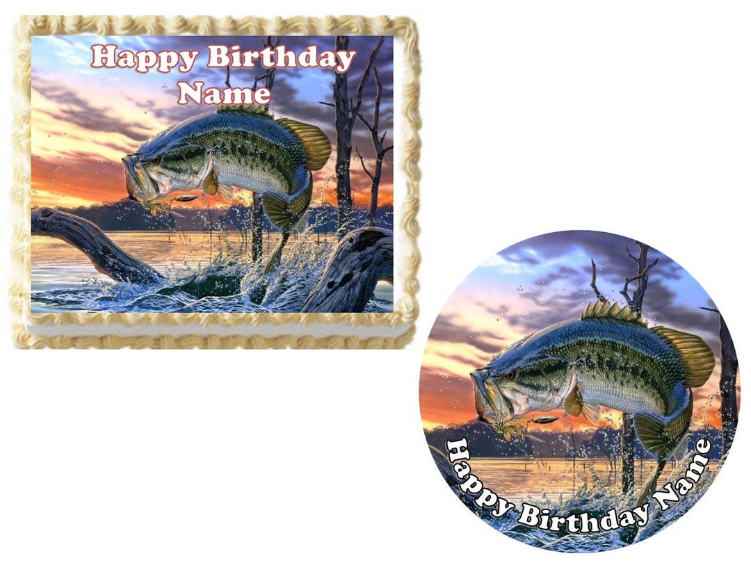 Big Mouth Bass Fishing Edible Cake, Cupcake, Cookie Toppers - Etsy
