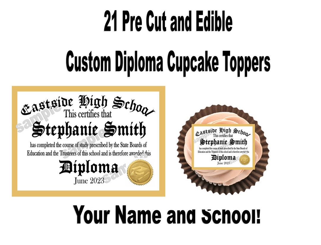 21 Edible Pre Cut Diploma Cupcake Toppers - Etsy