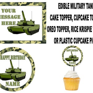 Edible Military Tank Cake Topper, Cupcake Topper, Cookie Topper, Rice ...