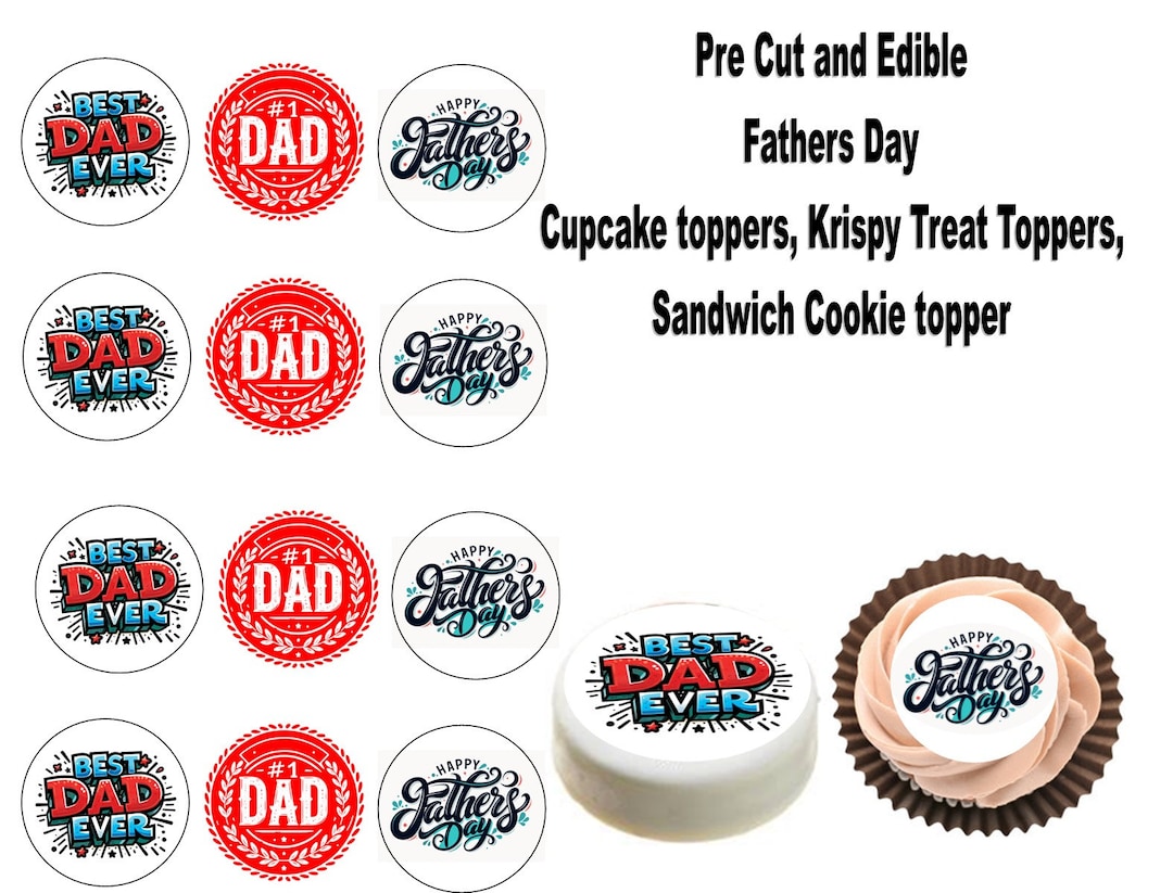 Father's Day Edible Cupcake Toppers, Krispy Treat Topper, Cookie Topper ...