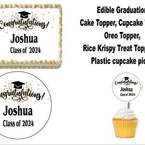 Edible Graduation Cake Topper, Cupcake Topper, Rice Krispy Treat Topper ...