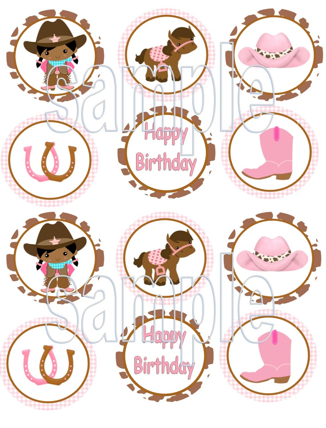 Cowgirl/rodeo Dark Skin Edible Cupcake Toppers Oreo Toppers - Etsy