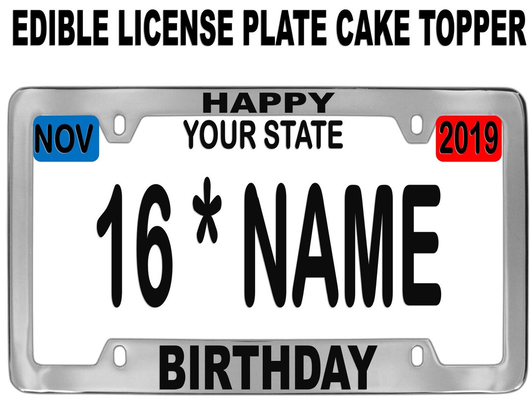 License Plate Edible Cake Topper - Etsy