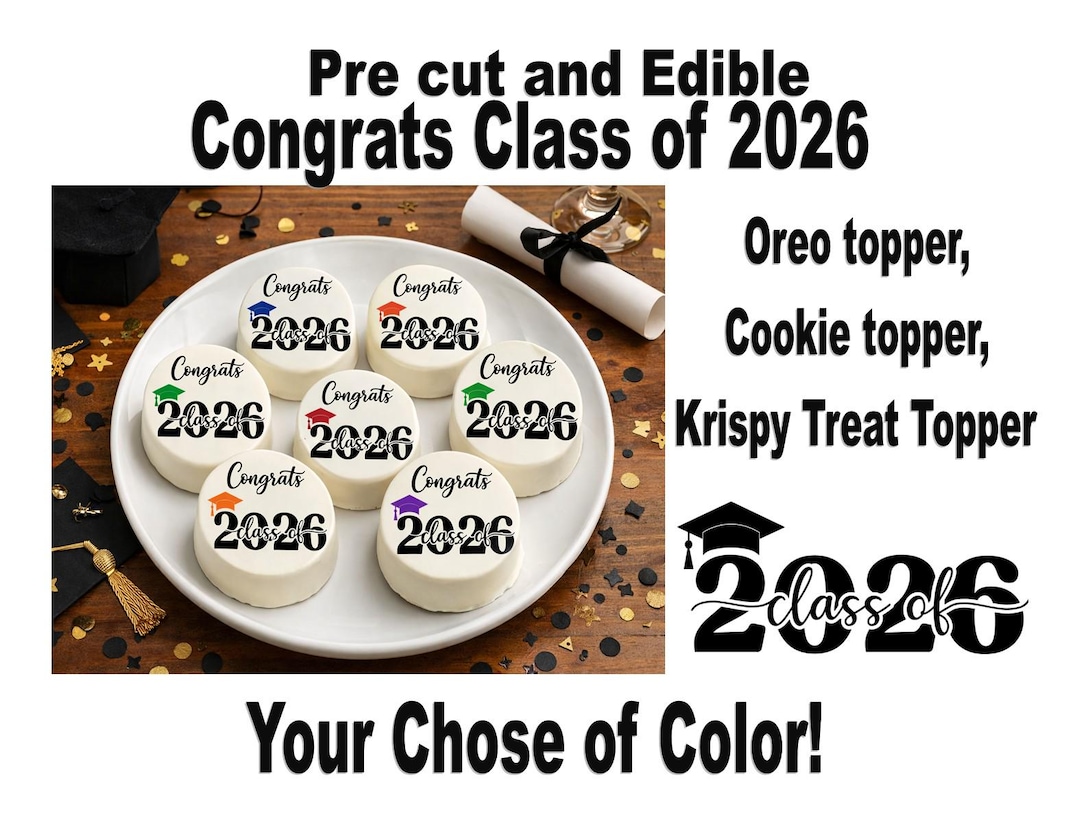 Edible Graduation Oreo Topper, Cupcake Topper, Rice Krispy Treat Topper ...