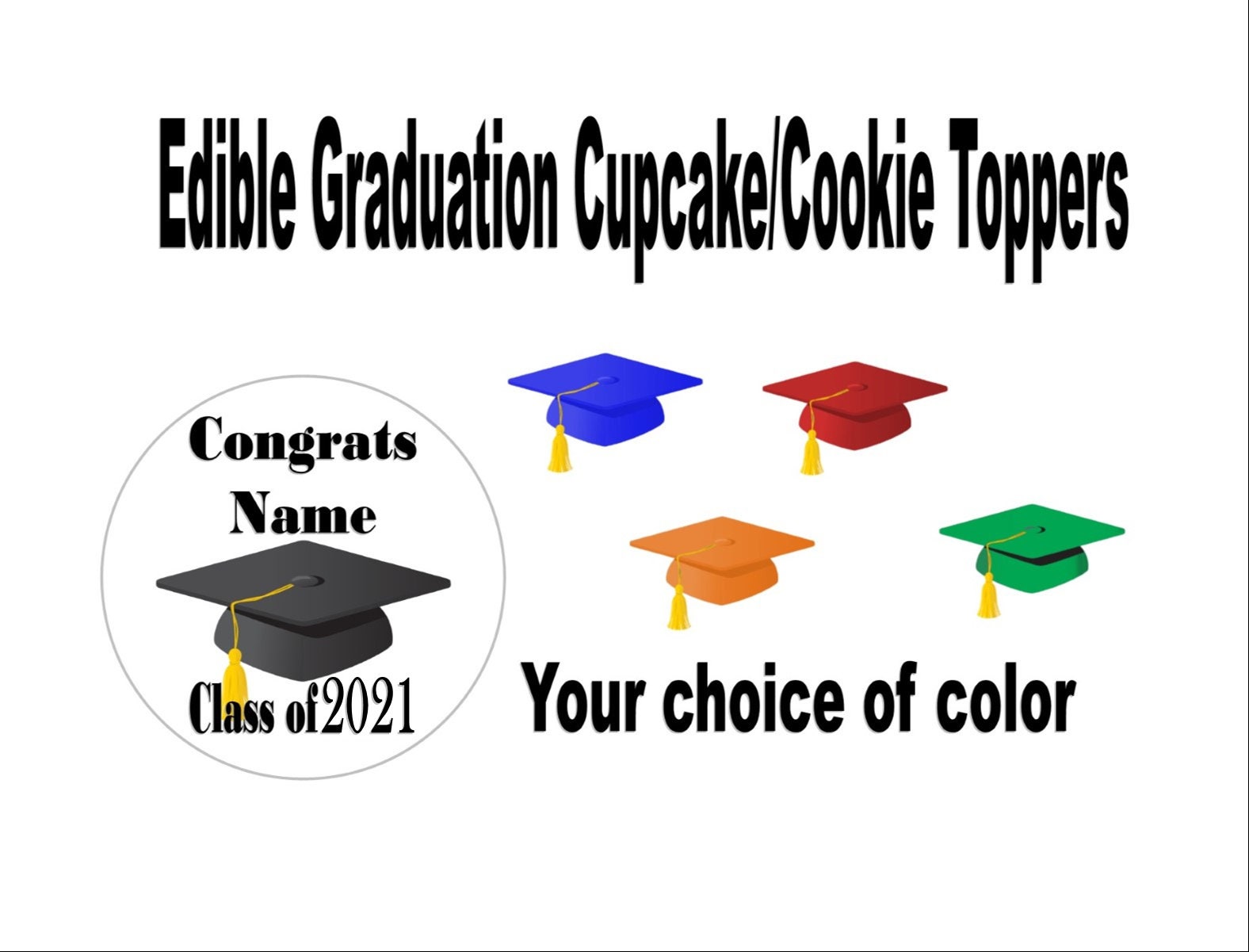 Edible Graduation Cookie/cupcake Toppers | Etsy