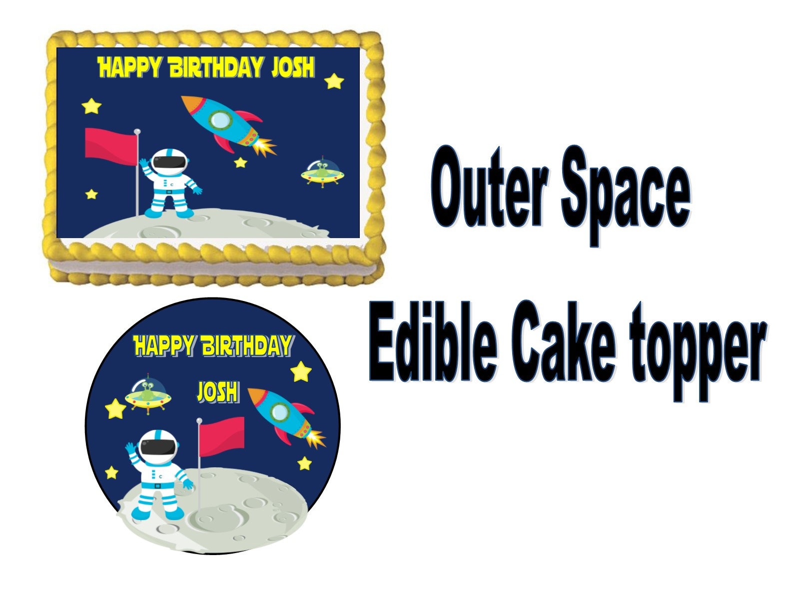 Outer Space Edible Cake Topper - Etsy