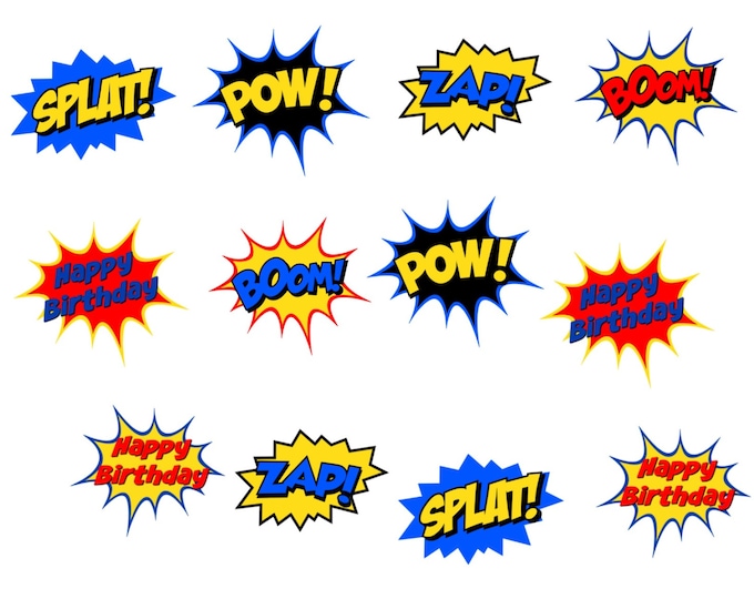 Edible Super Hero Noises Cupcake/cookie Toppers/plastic - Etsy
