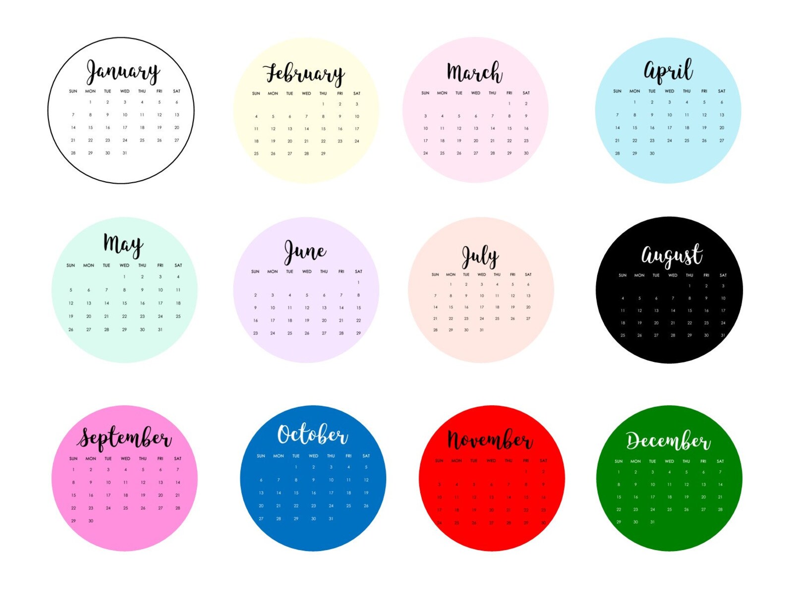 2025 Calendar Edible Round or Heart Shaped Cake Toppers. or Burn Away ...