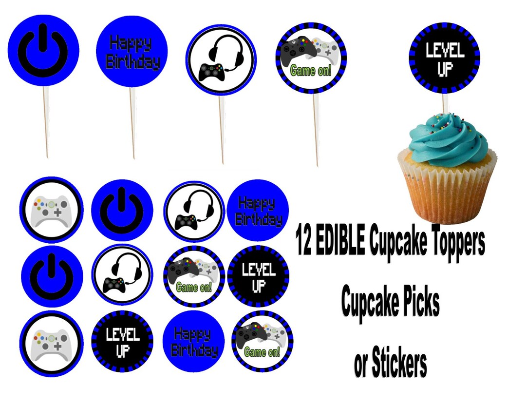 Video Game Edible Cupcake Toppers, Cookie Toppers, Cupcake Picks, Gift ...