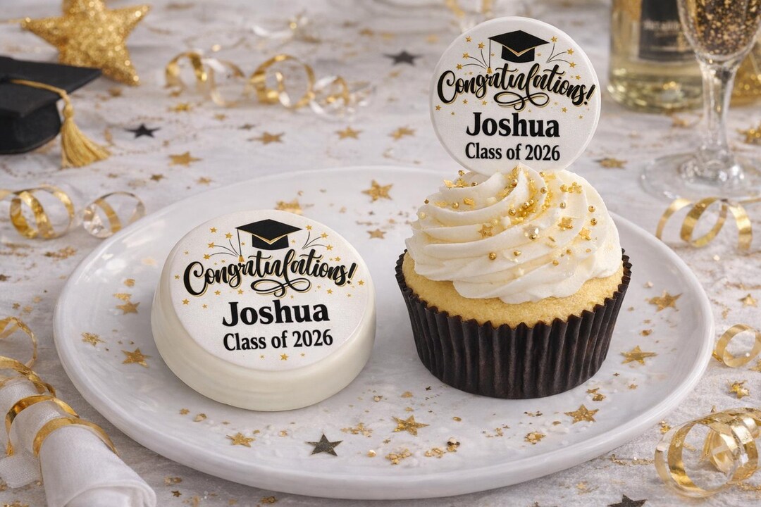 Graduation Edible Image Toppers | Class of 2026 Personalized | Cupcake ...