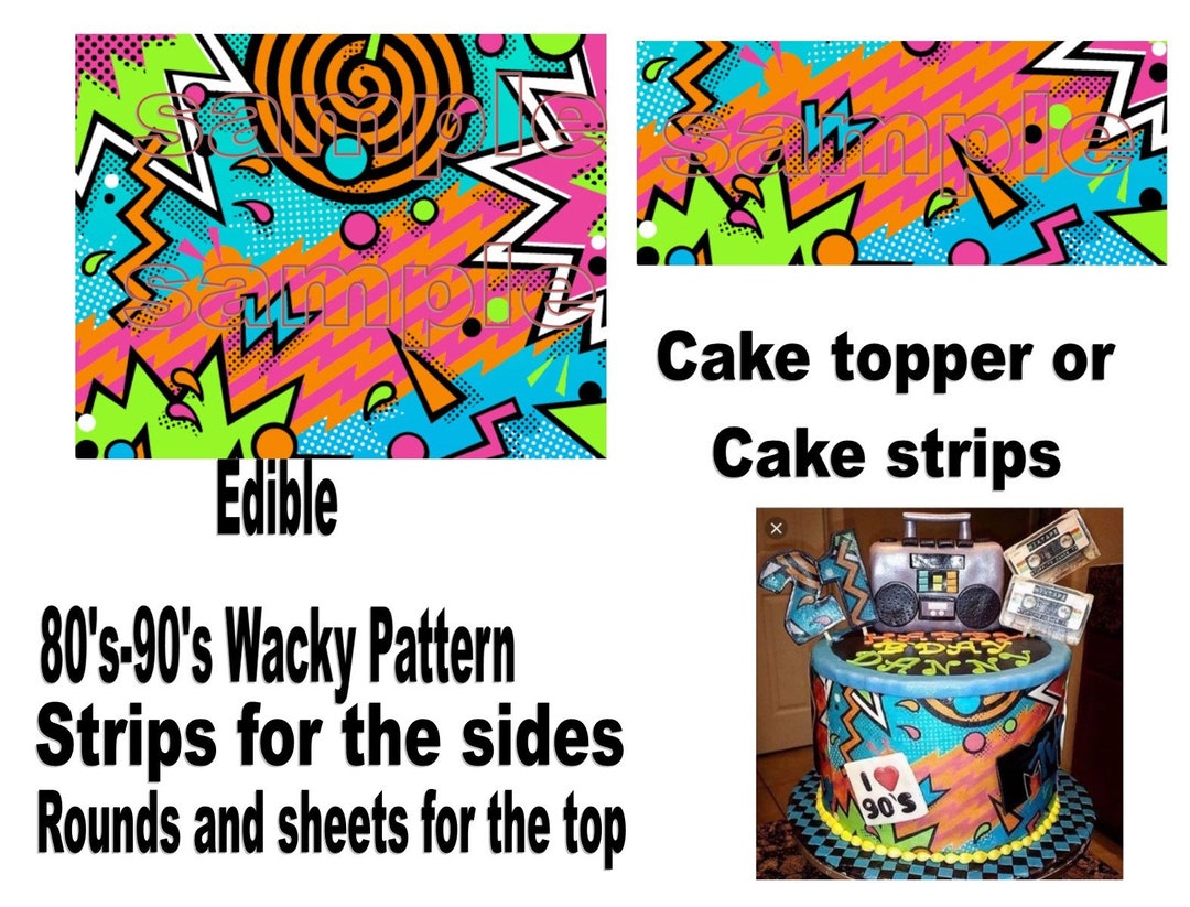 80's or 90's Wacky Pattern Edible Cake Sheet/strips - Etsy