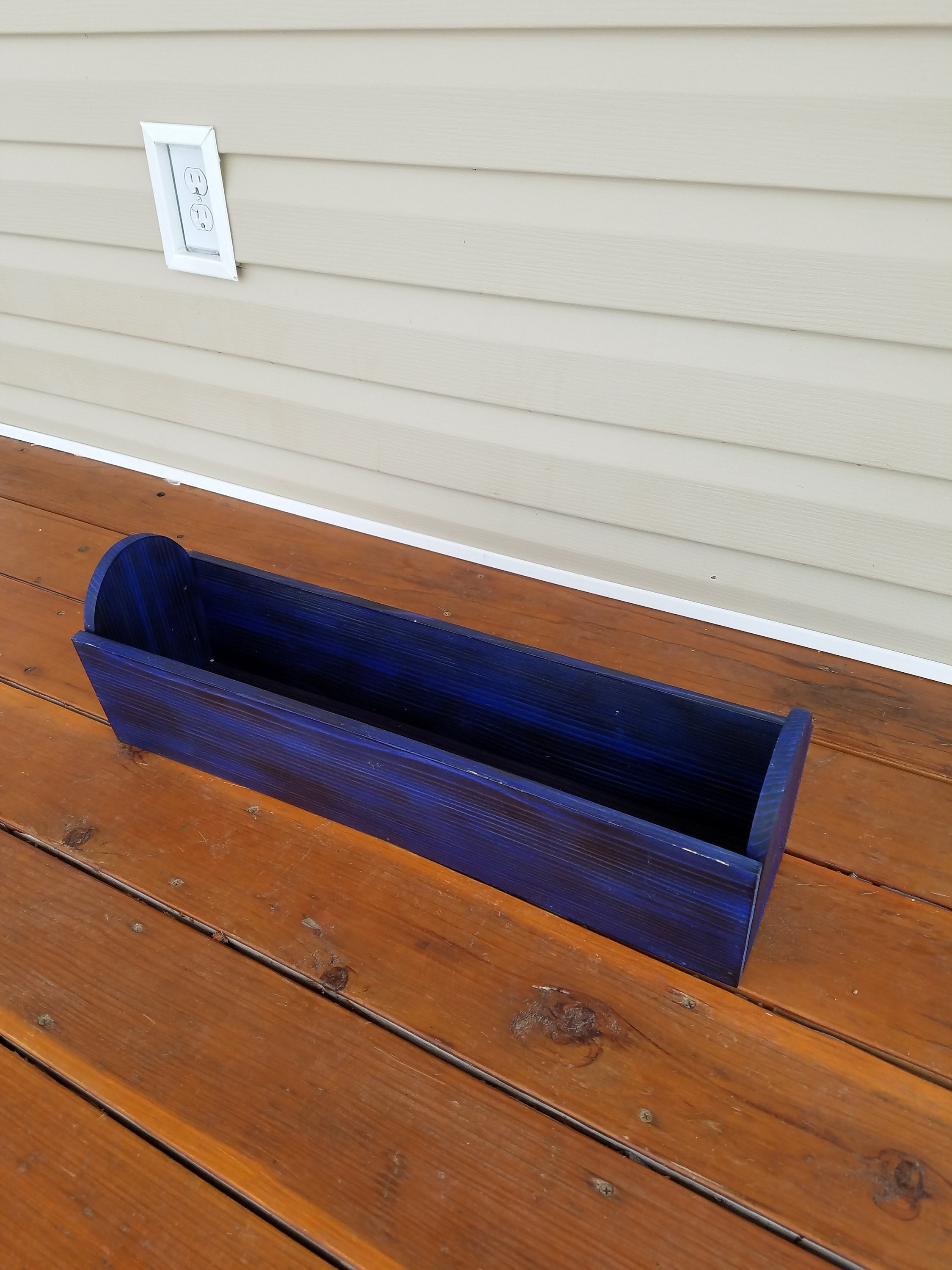 Navy Blue Planter Box for Spring Flowers Rectangular Cedar - Etsy