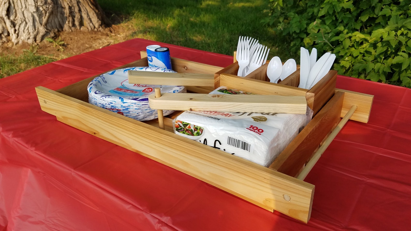 Picnic Tray Camping Tray Serving Tray Picnic Caddy Napkin - Etsy