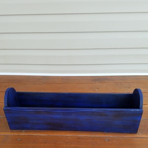 Navy Blue Planter Box for Spring Flowers, Rectangular Cedar Garden ...