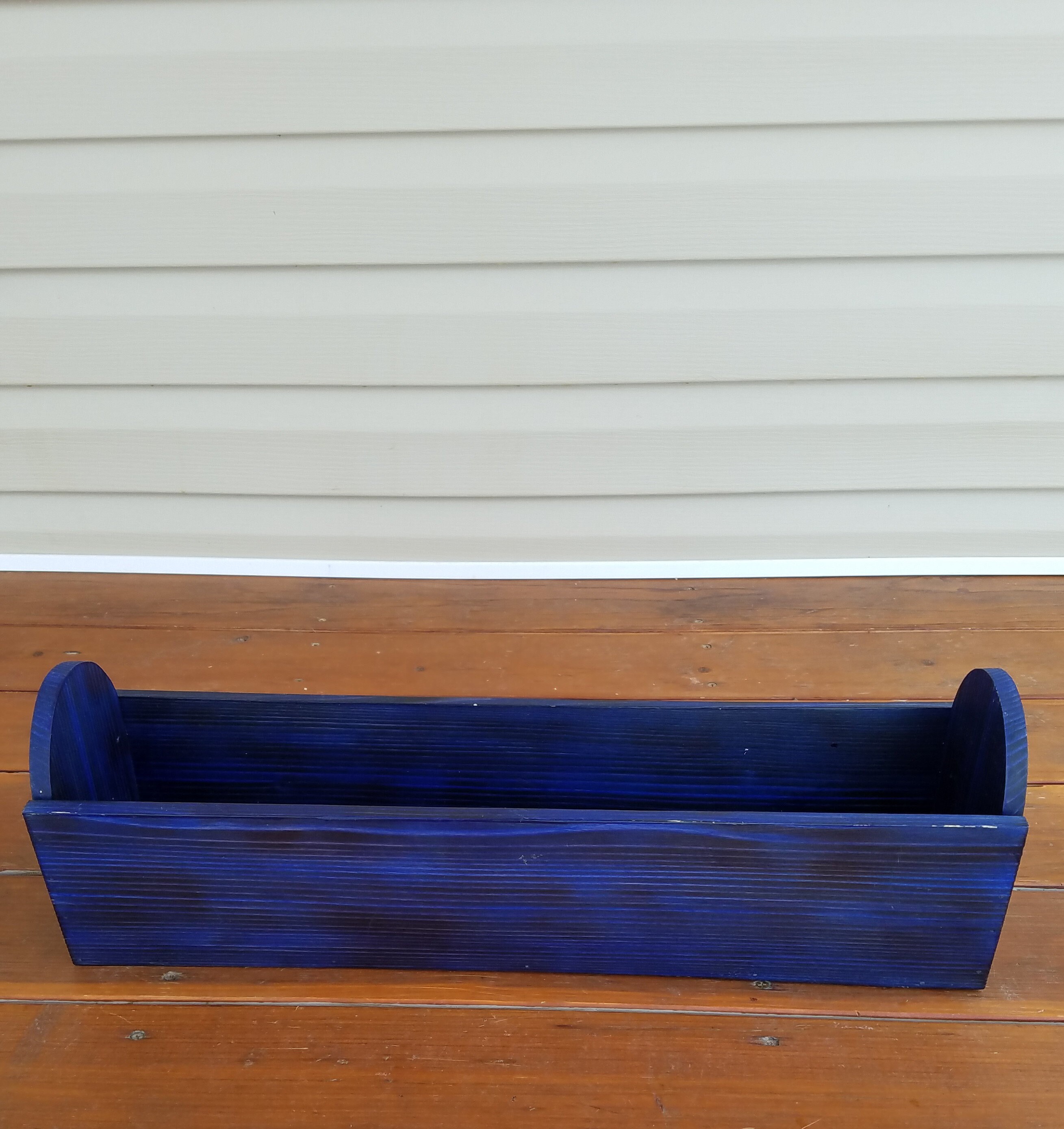 Navy Blue Planter Box for Spring Flowers, Rectangular Cedar Garden ...