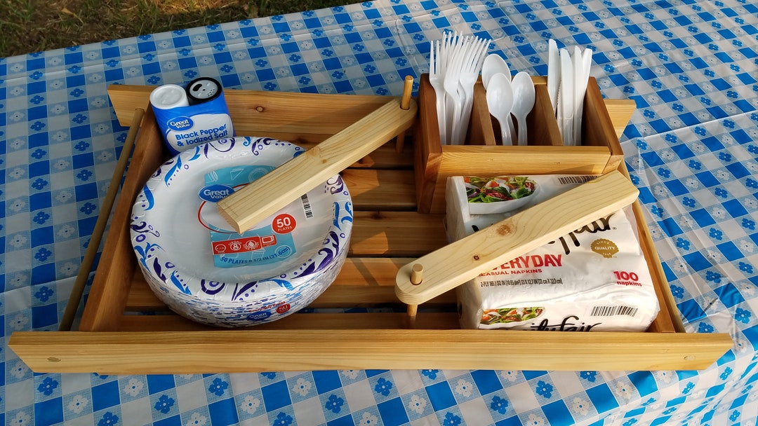 Picnic Tray, Camping Tray, Serving Tray, Picnic Caddy, Napkin Tray ...