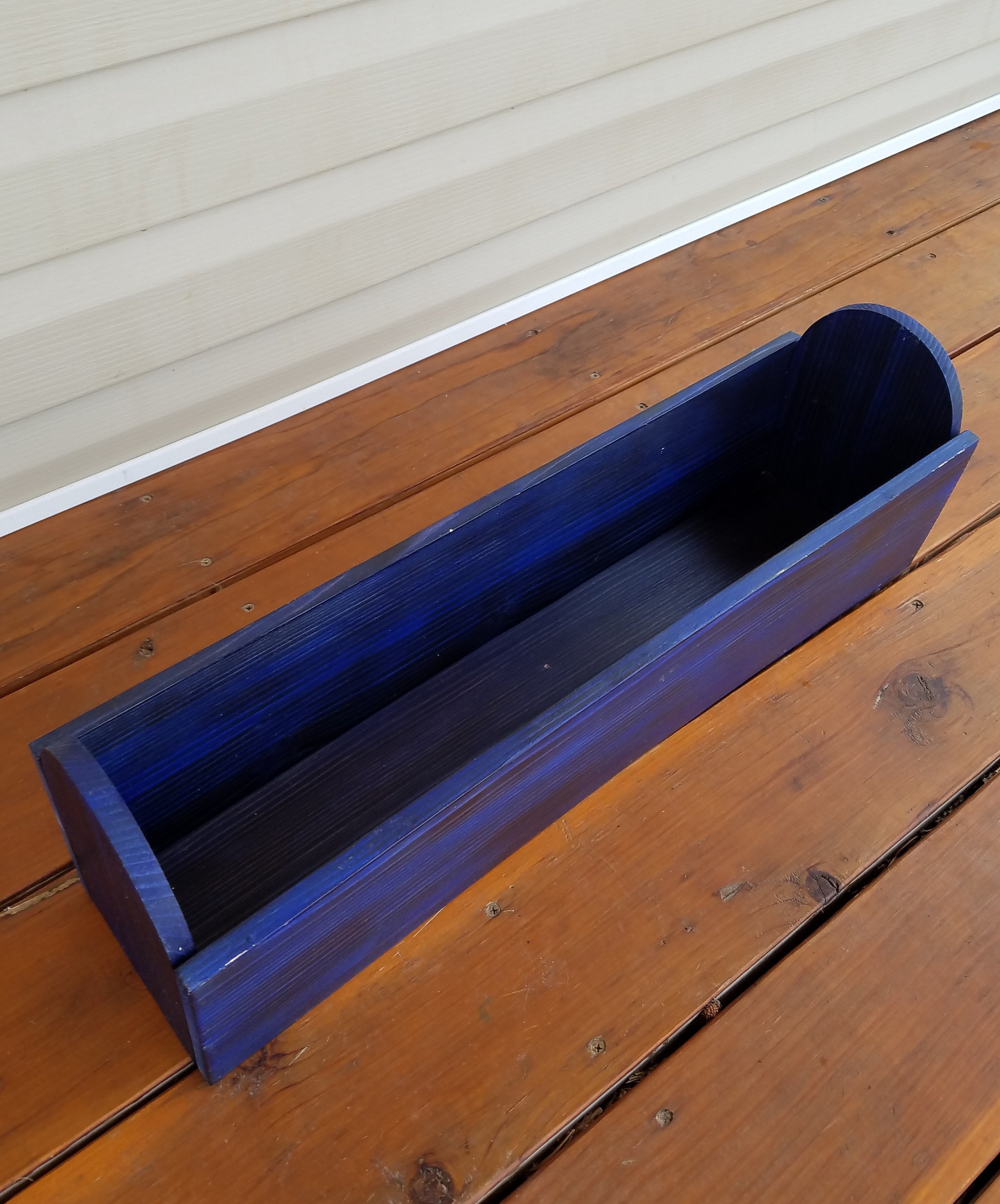 Navy Blue Planter Box for Spring Flowers, Rectangular Cedar Garden ...