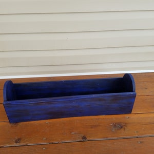 Navy Blue Planter Box for Spring Flowers, Rectangular Cedar Garden ...