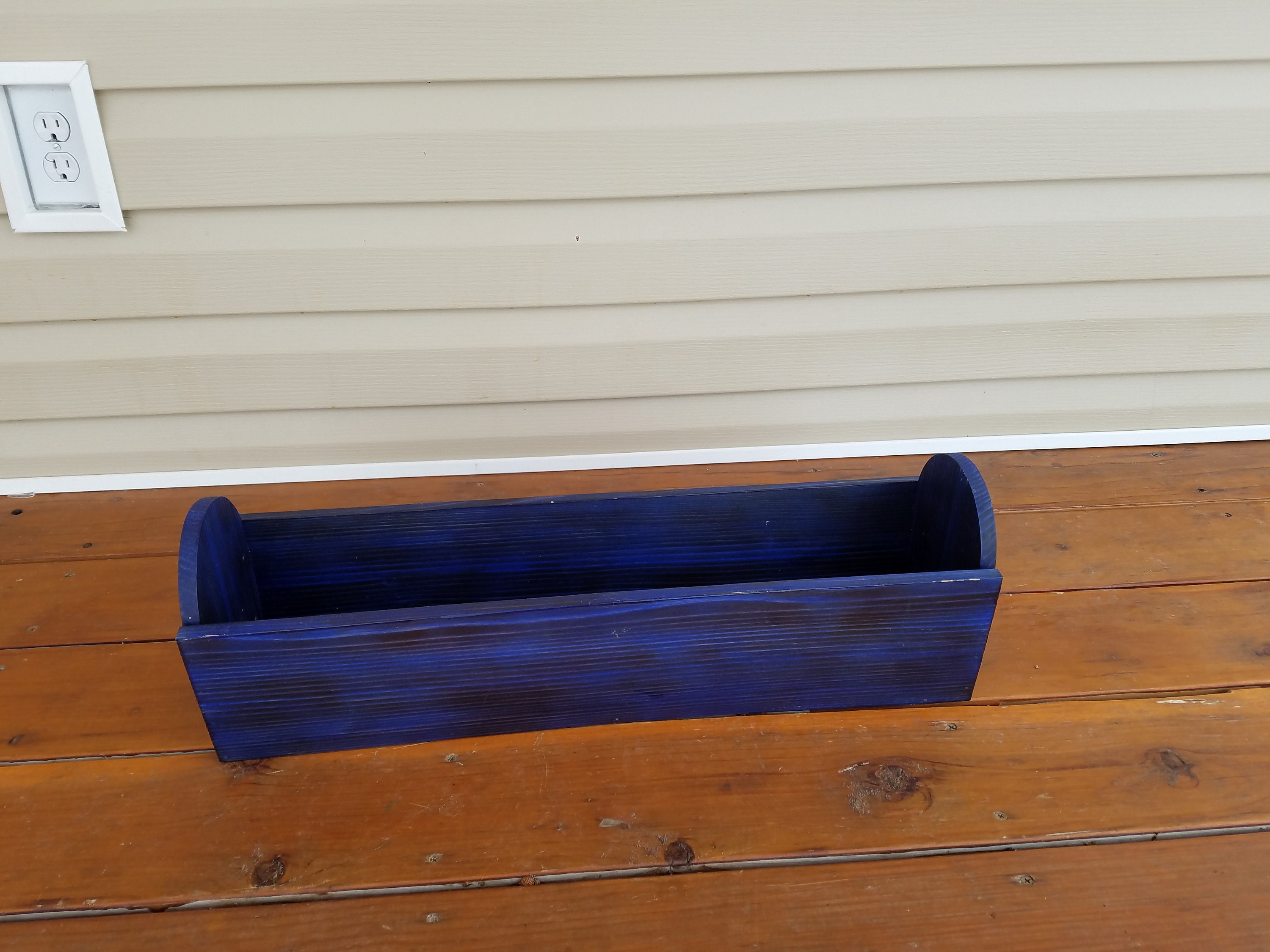 Navy Blue Planter Box for Spring Flowers, Rectangular Cedar Garden ...