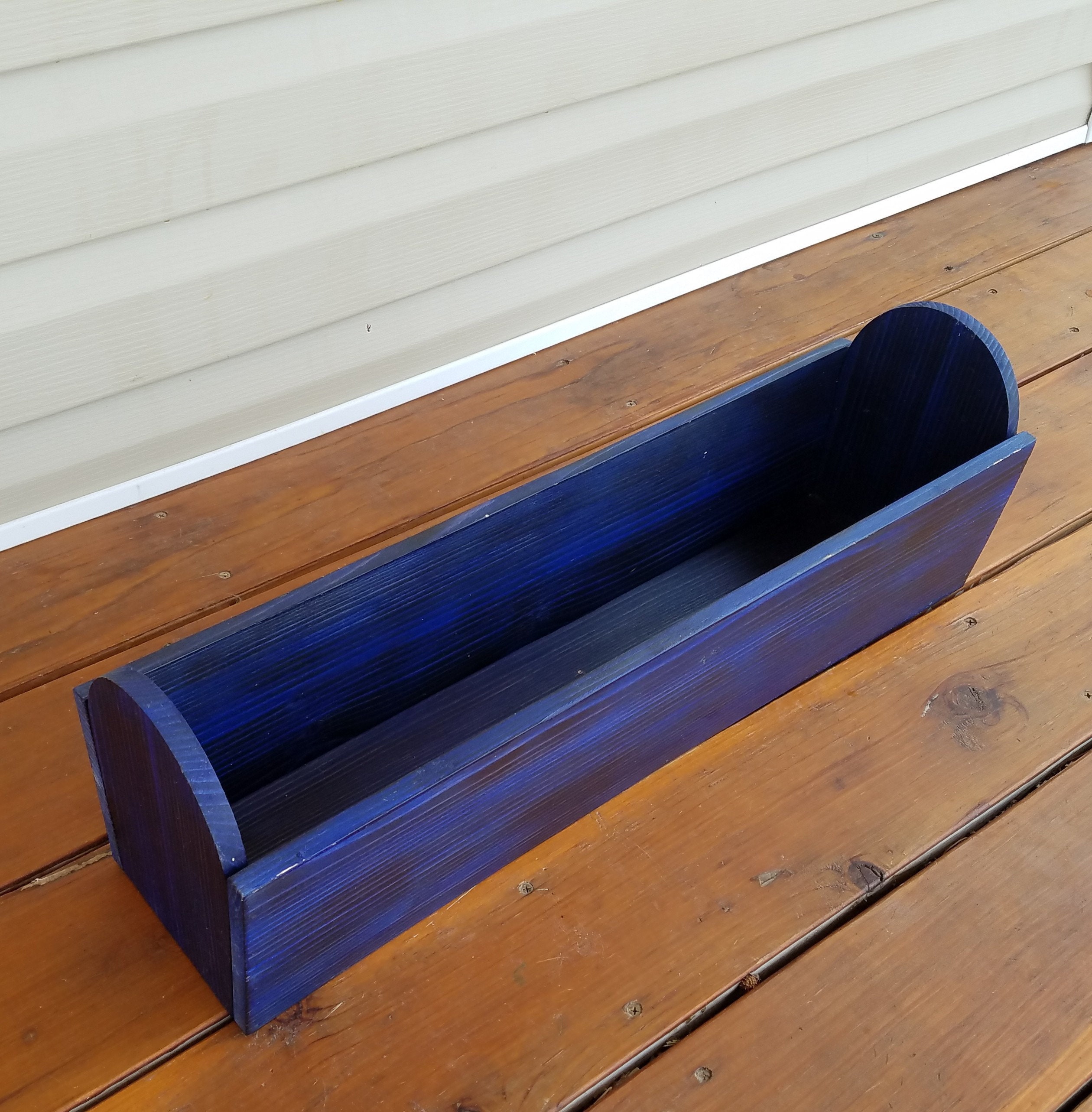 Navy Blue Planter Box for Spring Flowers, Rectangular Cedar Garden ...