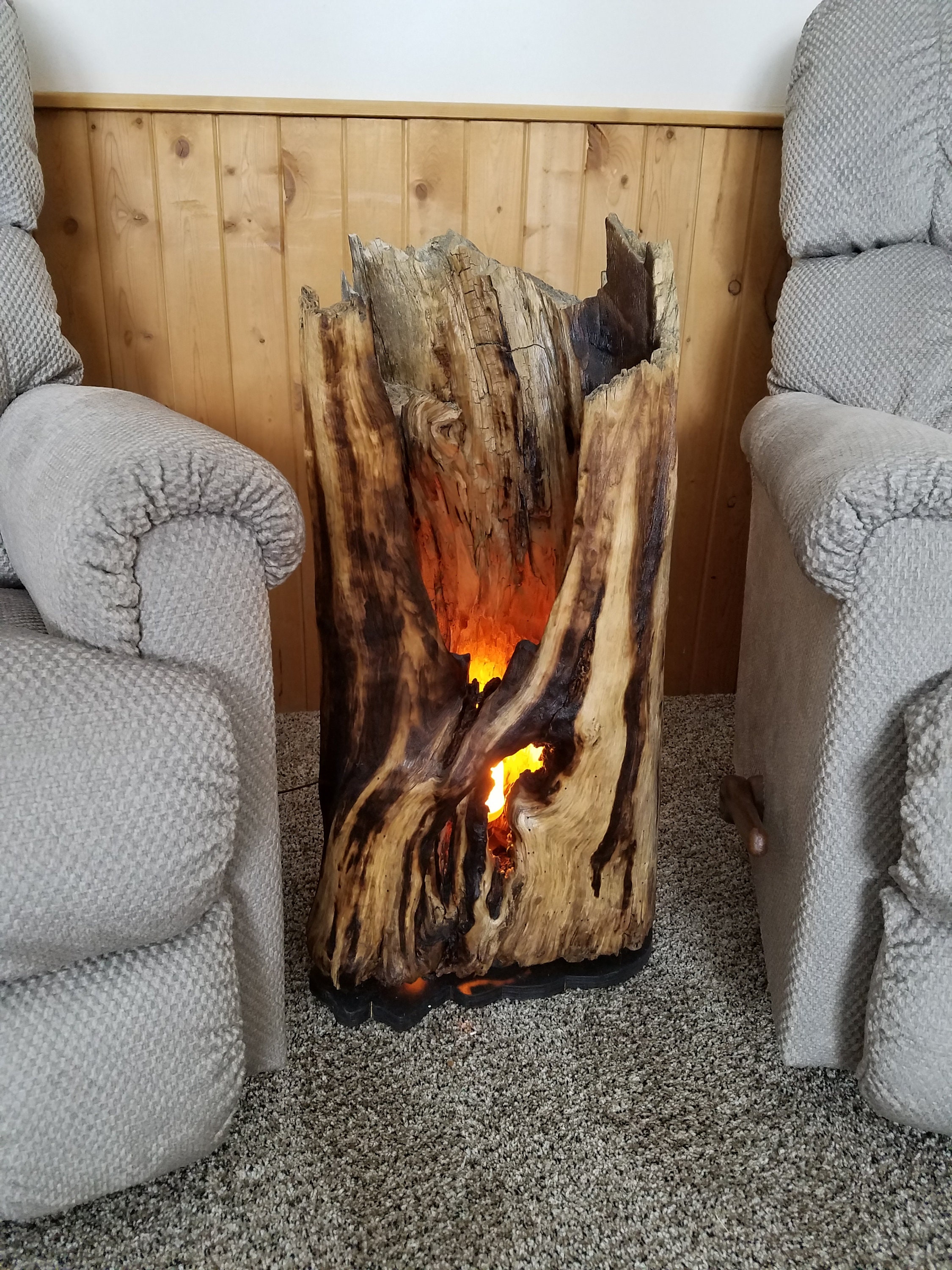 Flaming Log Lamp Country Holiday Fireplace Holiday Decor - Etsy