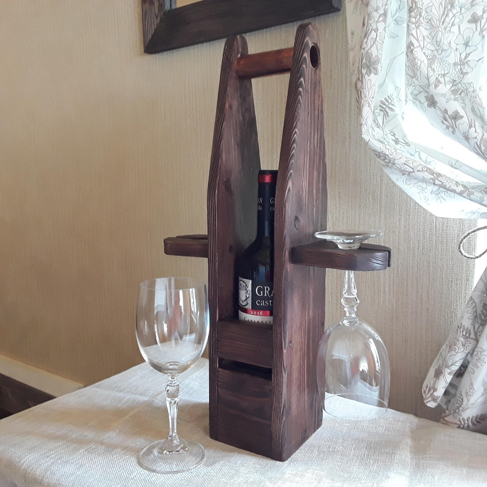 Rustic Wine Bottle Holder, Wine Caddy, Wooden Wine Holder, Reclaimed ...