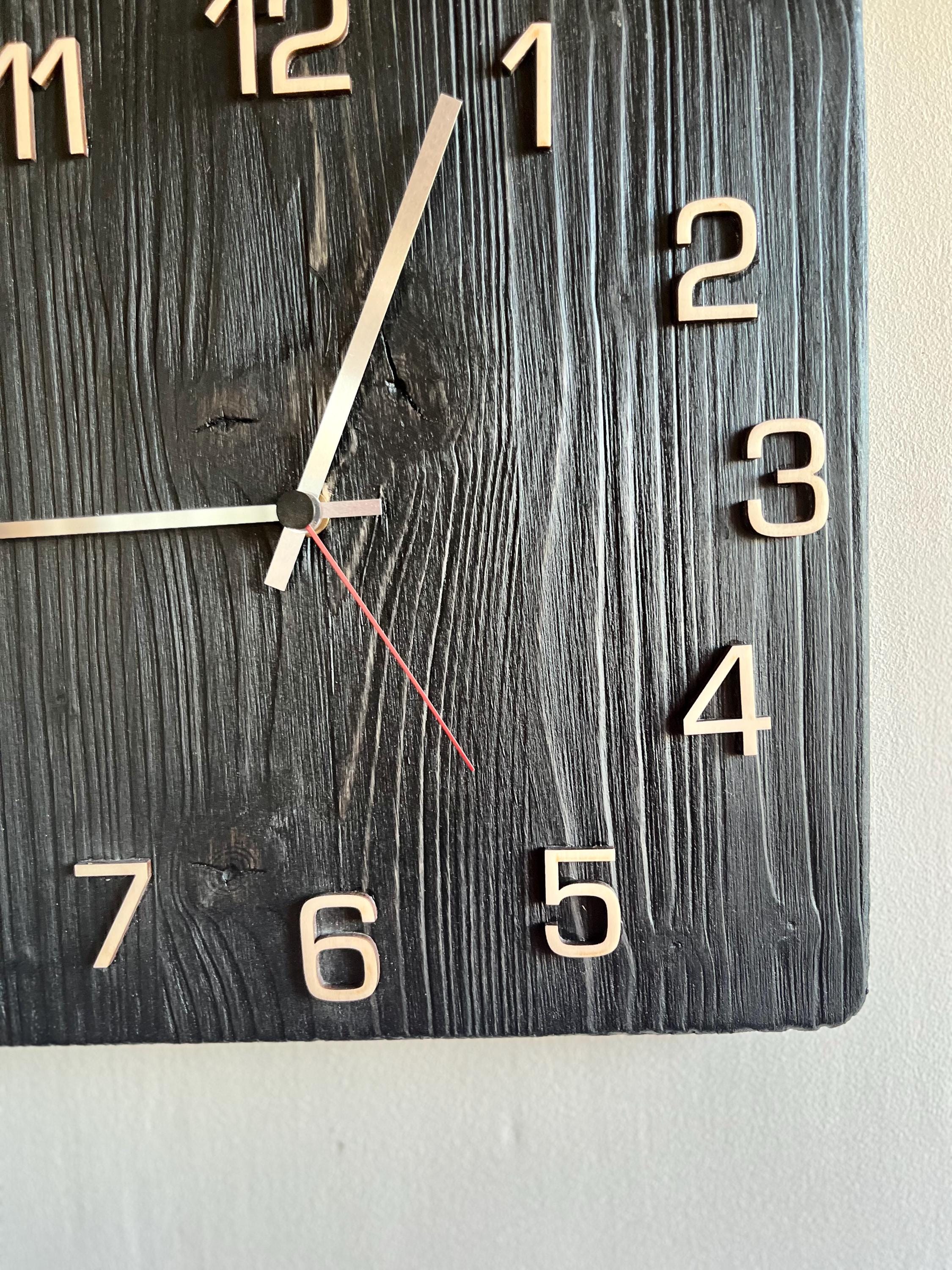 Square Wall Clock 30x30cm (11 3/4"x11 3/4"), Wooden Clock, Rustic Wall ...