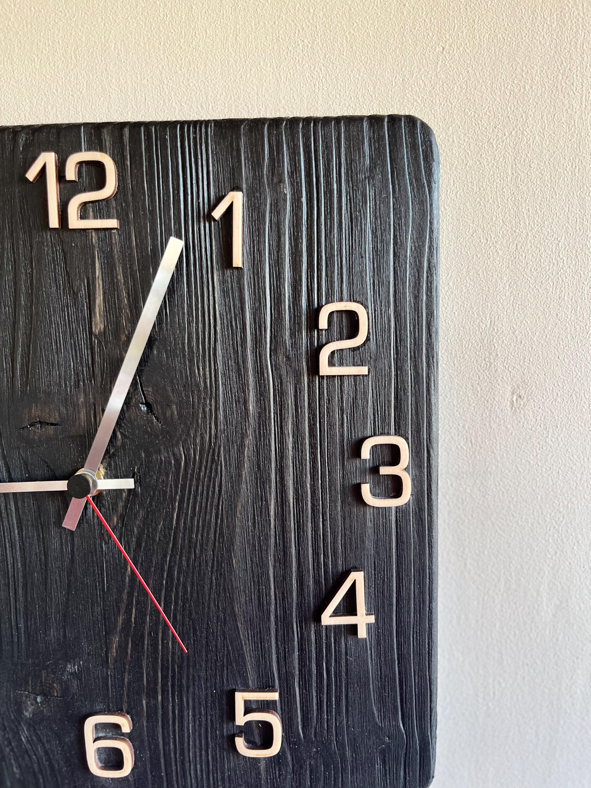 Square Wall Clock 30x30cm (11 3/4"x11 3/4"), Wooden Clock, Rustic Wall ...