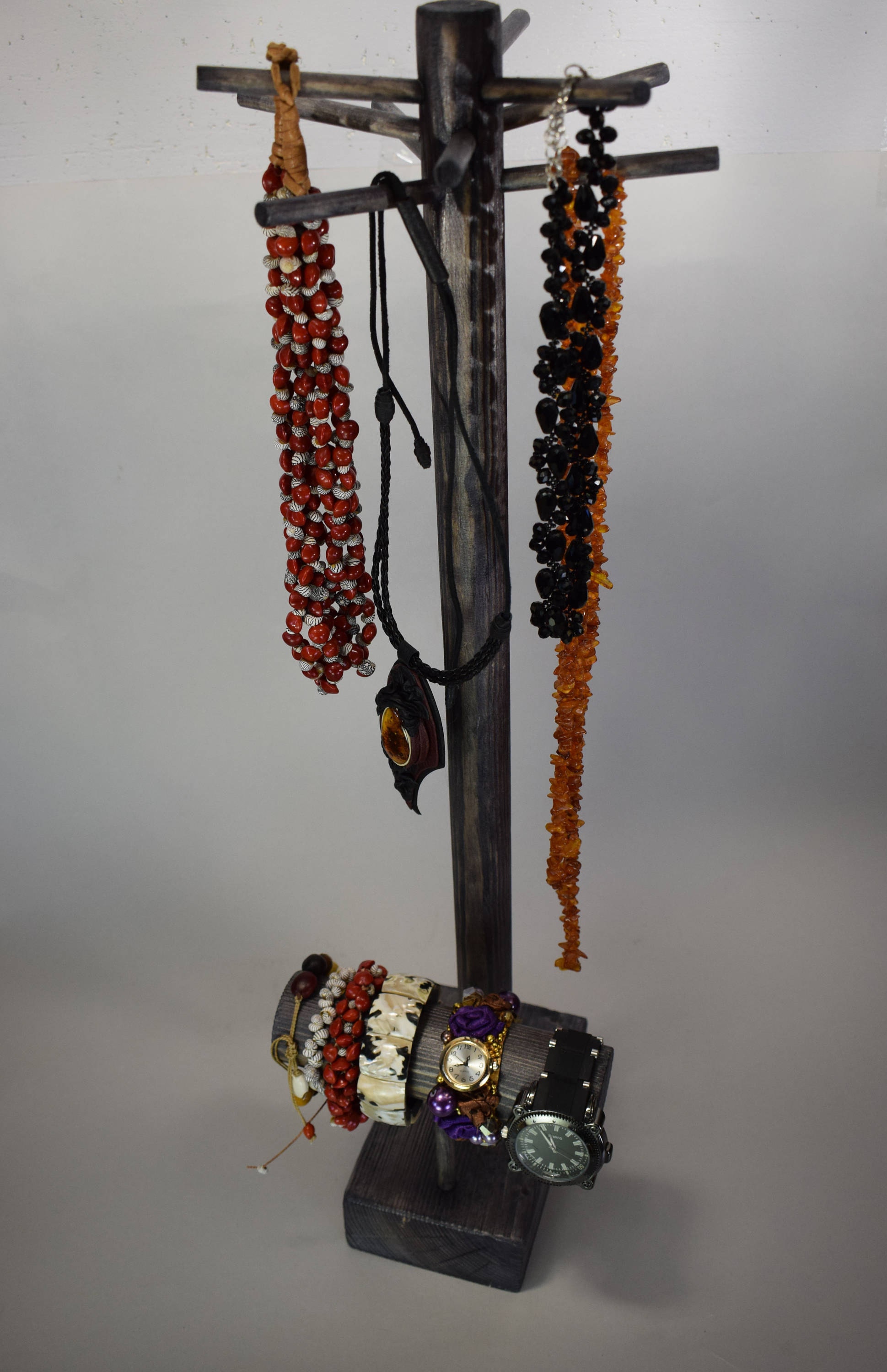 Wooden Jewelry Tree Stand, Wood Jewelry Organizer,necklace Holder With ...