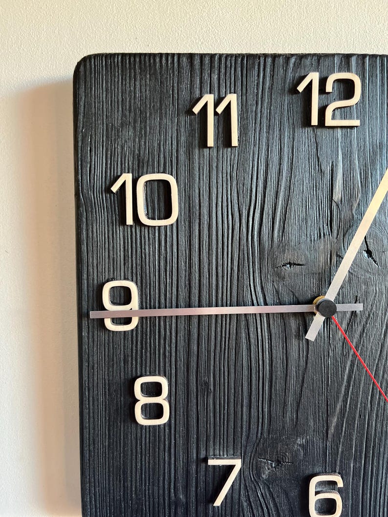 Square Wall Clock 30x30cm (11 3/4"x11 3/4"), Wooden Clock, Rustic Wall ...