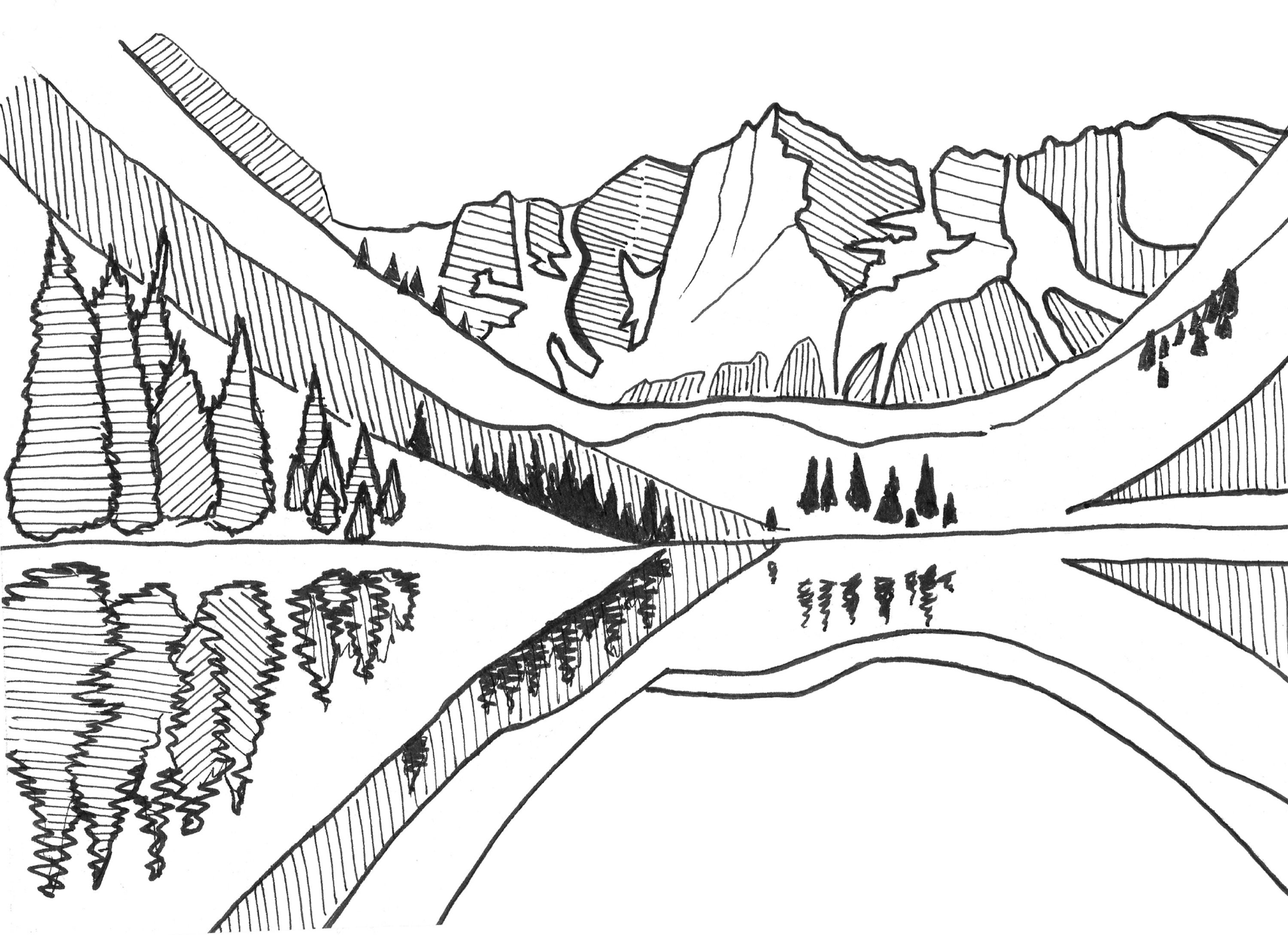 Aspen Maroon Bells Line Drawing Print - Etsy