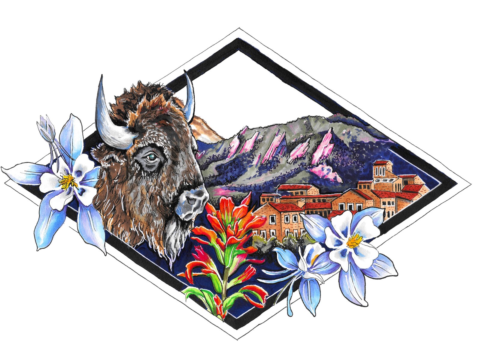 Farrand Field CU Boulder Flatirons Colorado Art Print - Etsy