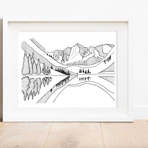 Aspen Maroon Bells Line Drawing Print - Etsy
