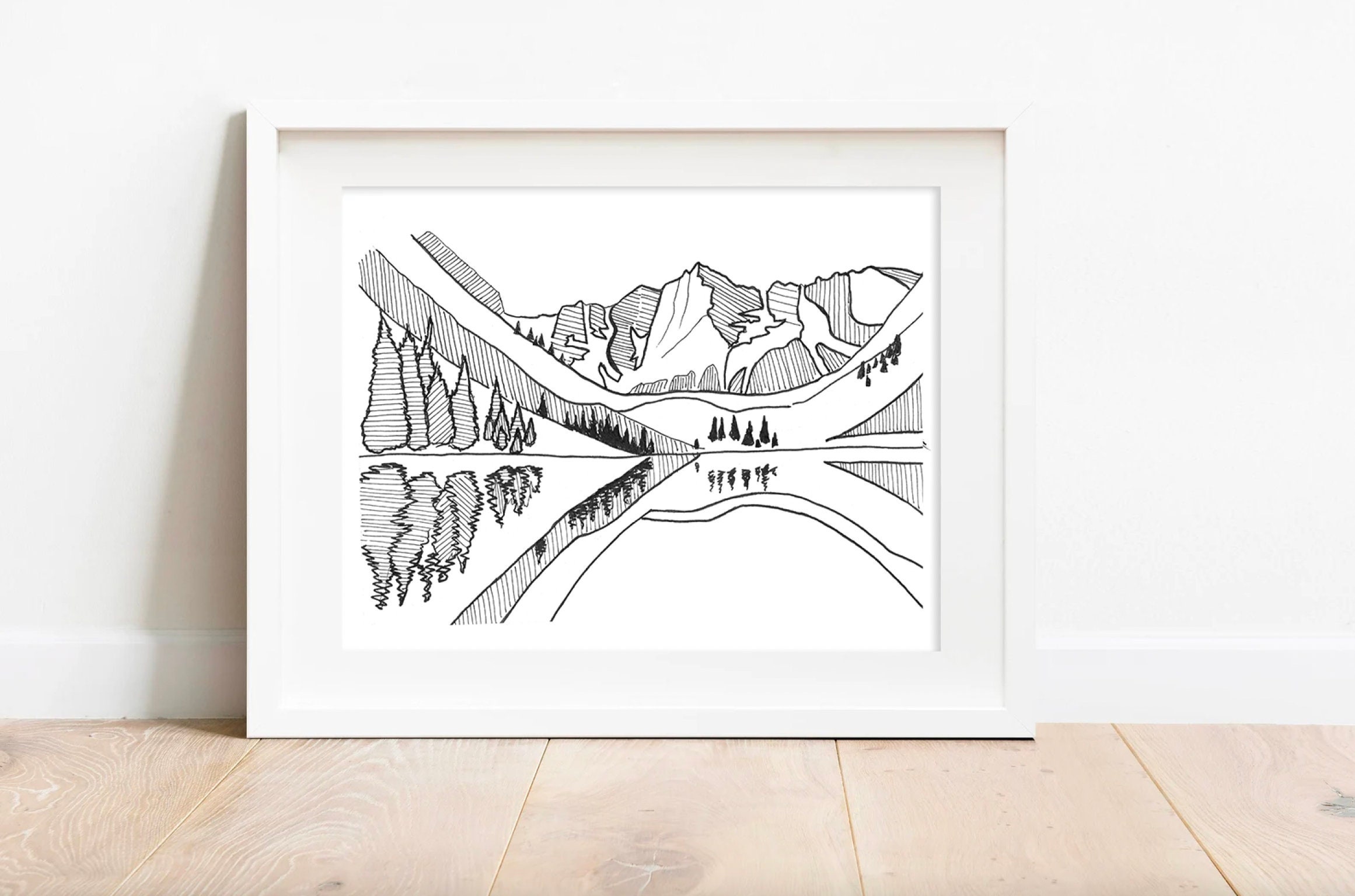 Aspen Maroon Bells Line Drawing Print - Etsy
